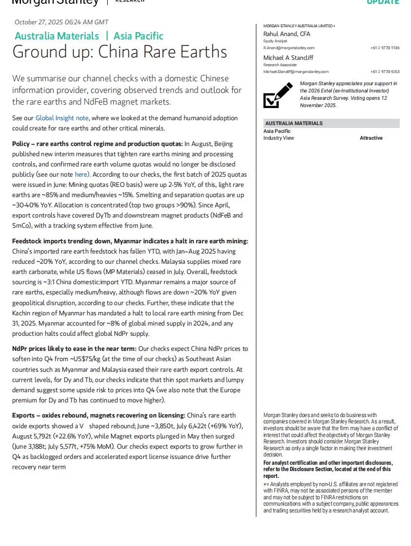 摩根士丹利-中国稀土：政策收紧 需求反弹-Ground up_ China Rare Earths-20251027【3页】-价值目录